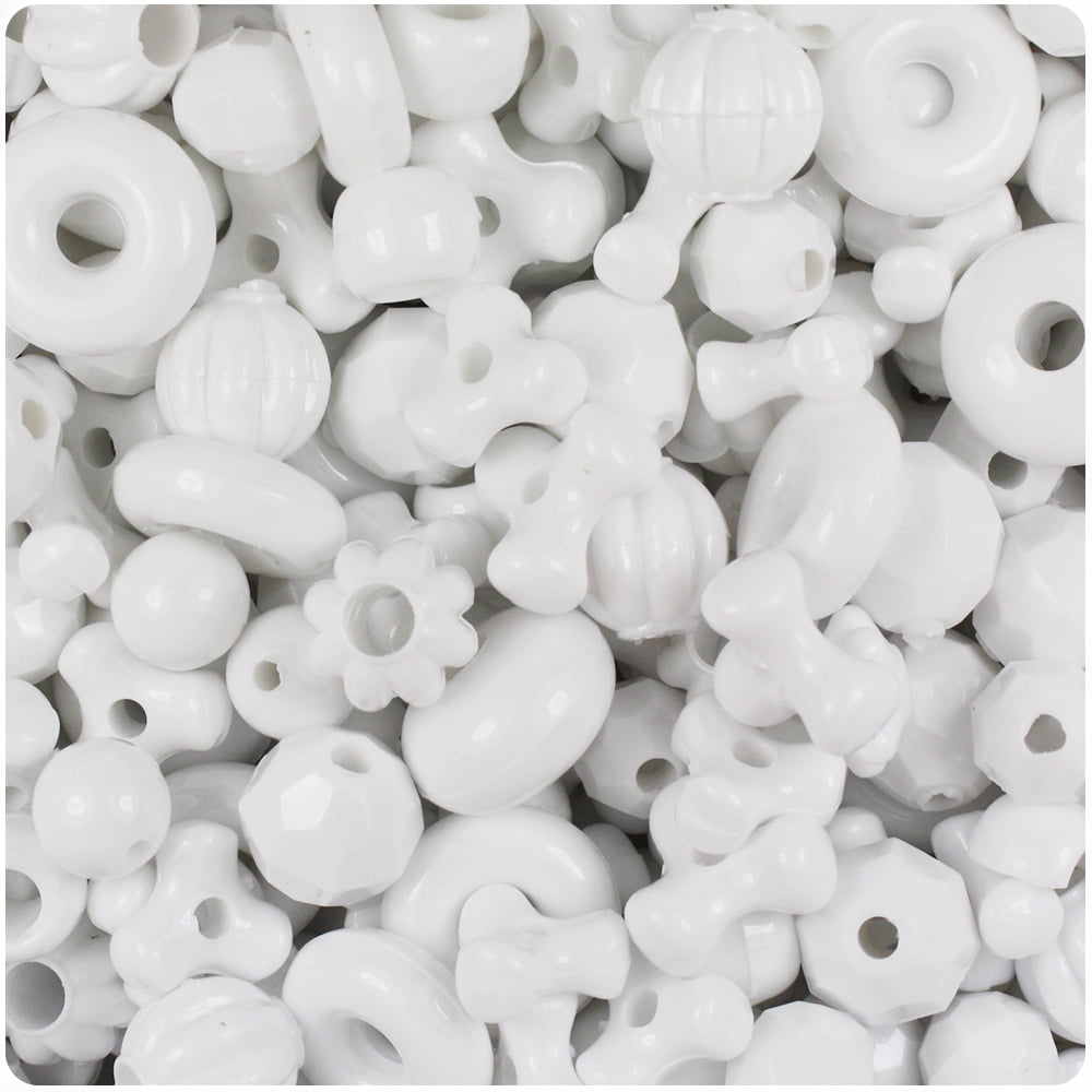 BeadTin White Opaque Plastic Craft Bead Mix (4oz) - Walmart.com