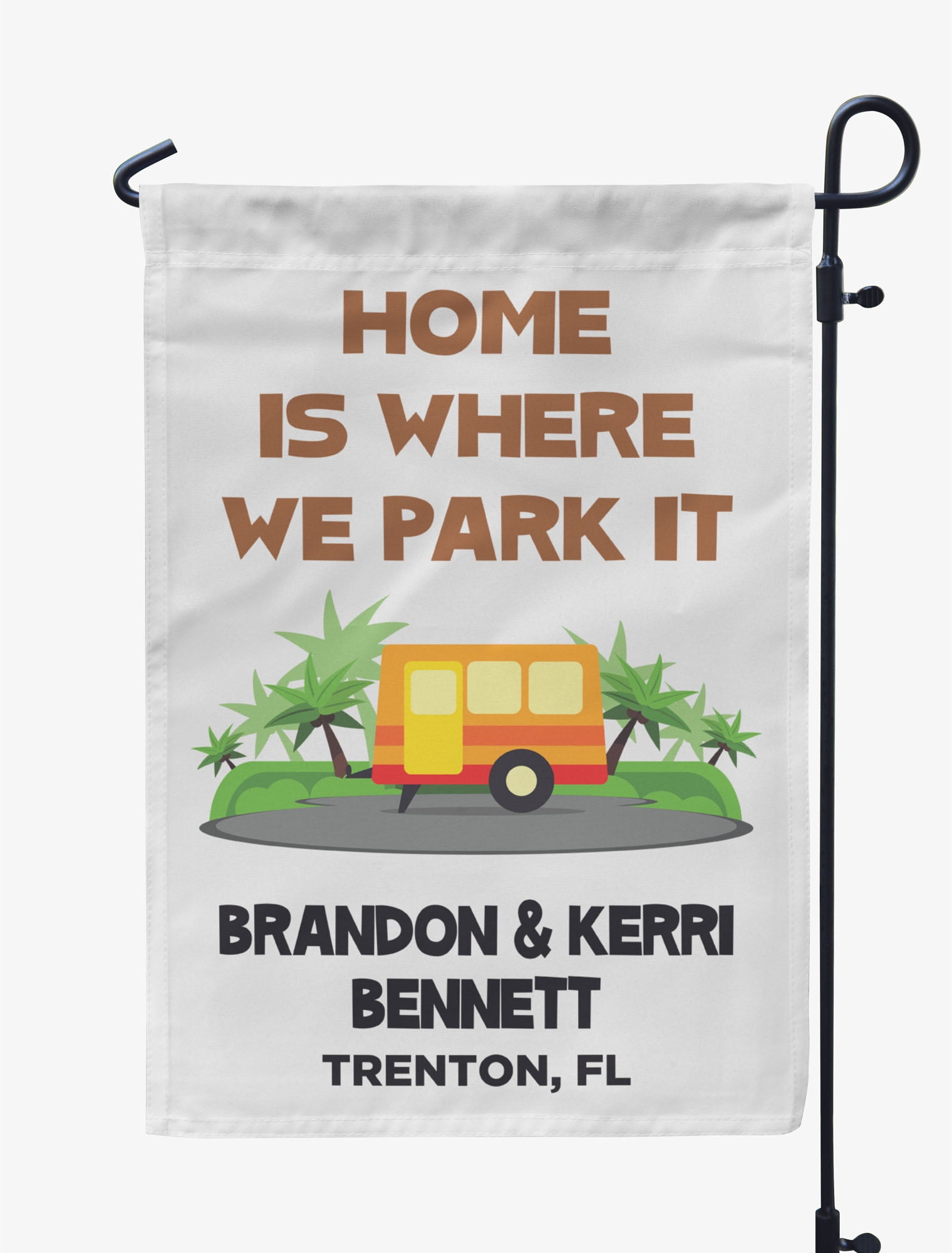 Printtoo White Home Is Where We Park It Motorhome Camping Flags For ...