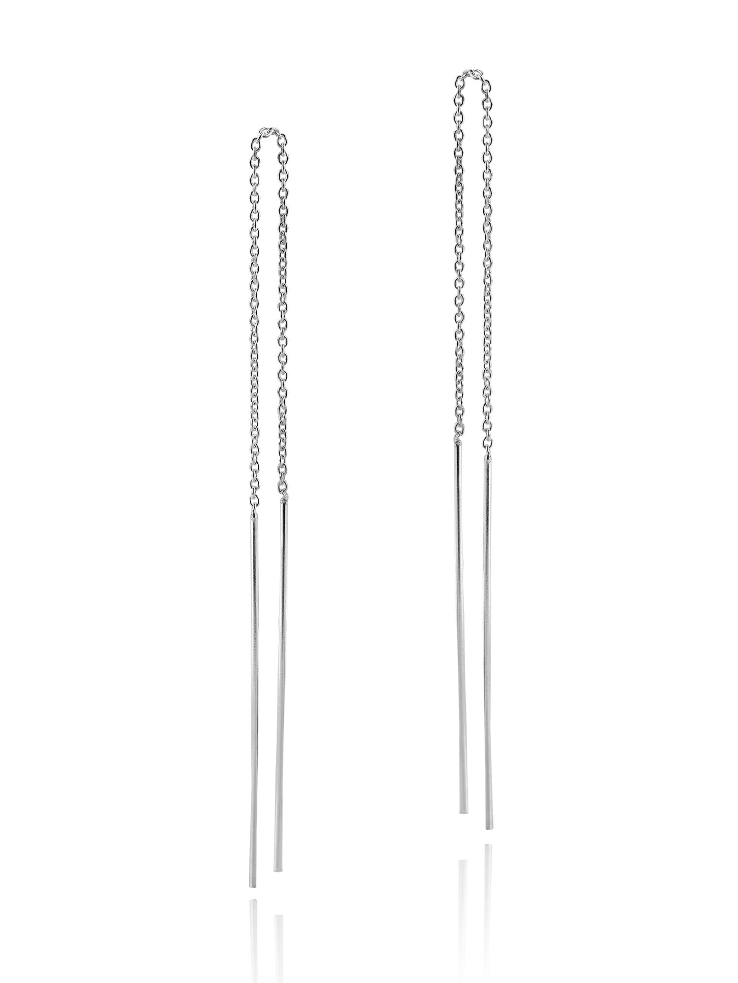 Long Stick 66mm Drop Slide Thru Thread Sterling Silver Earrings ...