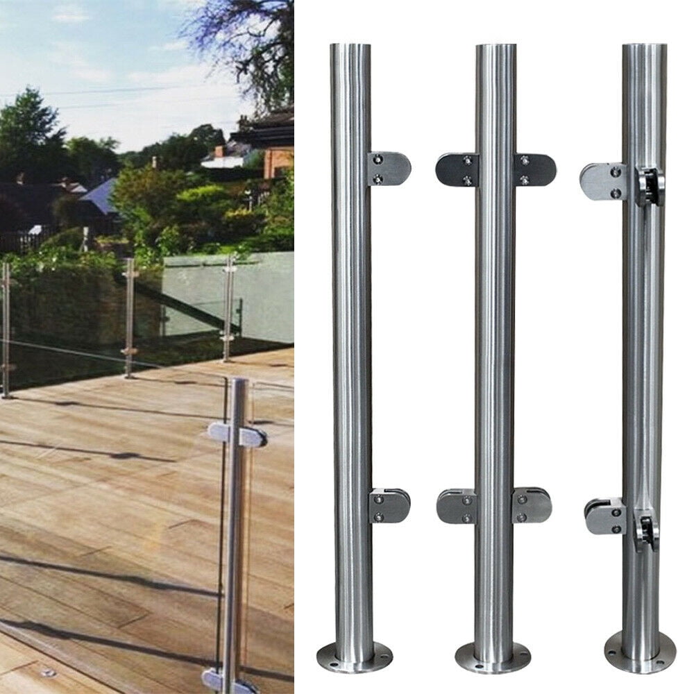 Fichiouy Deck Railing Post Glazing Stainless Steel Pole Handrail 90cm ...