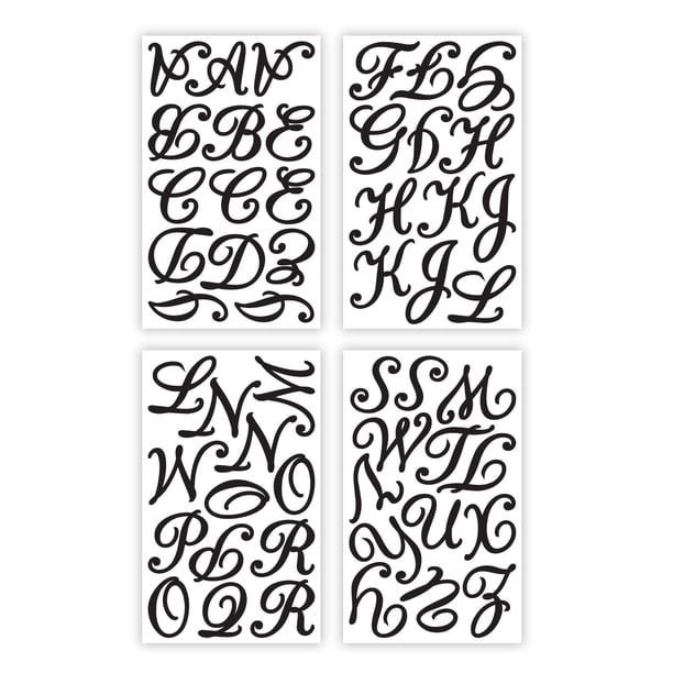 12 Packs: 62 ct. (744 total) 2" Iron-On Black Script Alphabet by Make ...