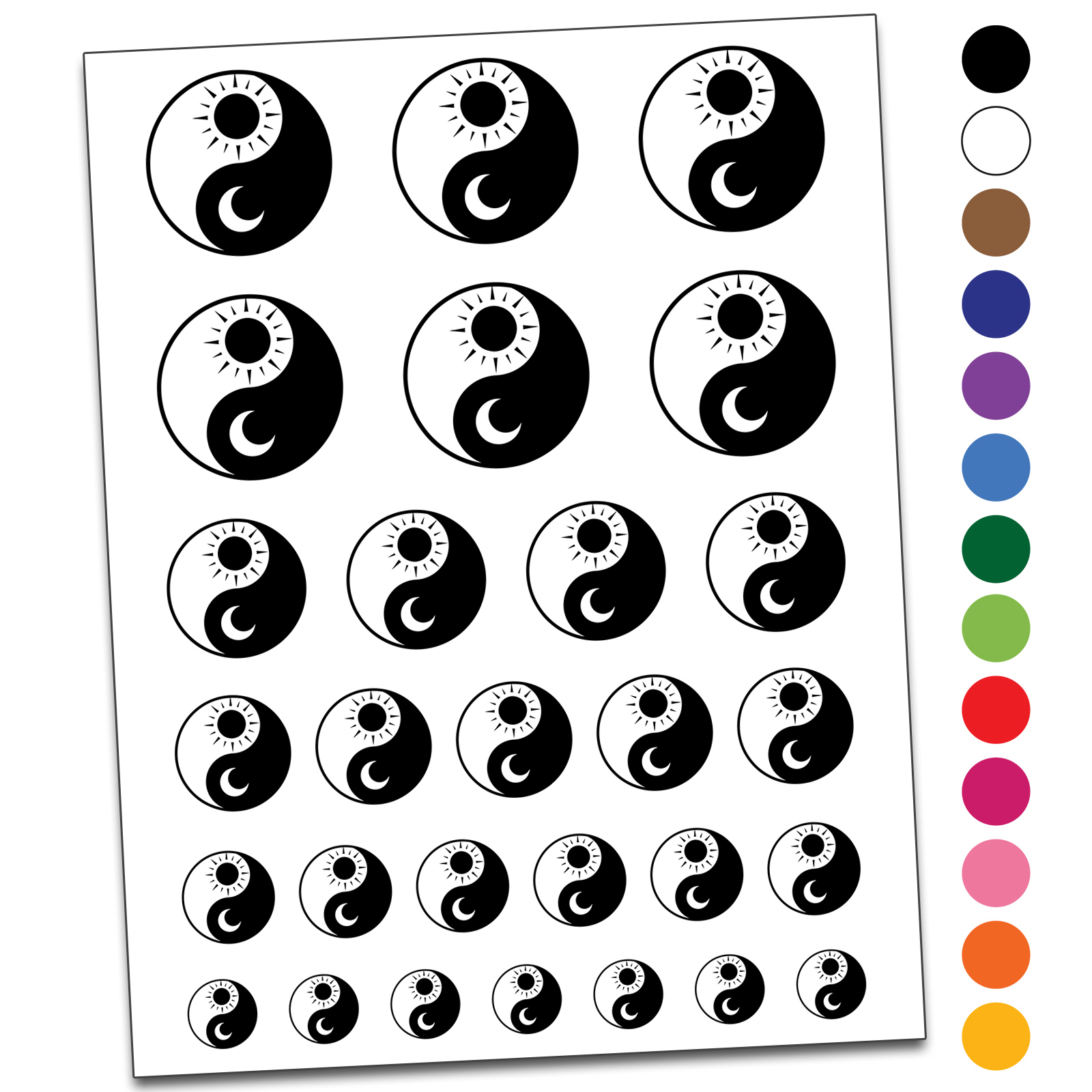 Sun Moon Yin Yang Night Day Water Resistant Temporary Tattoo Set Fake Body Art Collection - Hot ...