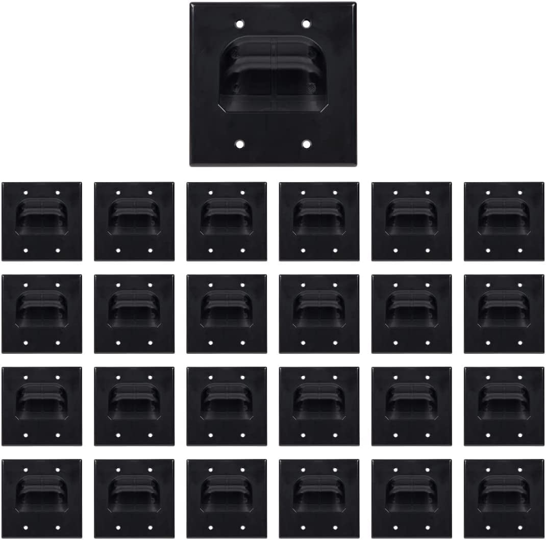 Buyer's Point Dual Gang Pass Through Wall Plate (Black) (25 Pack ...