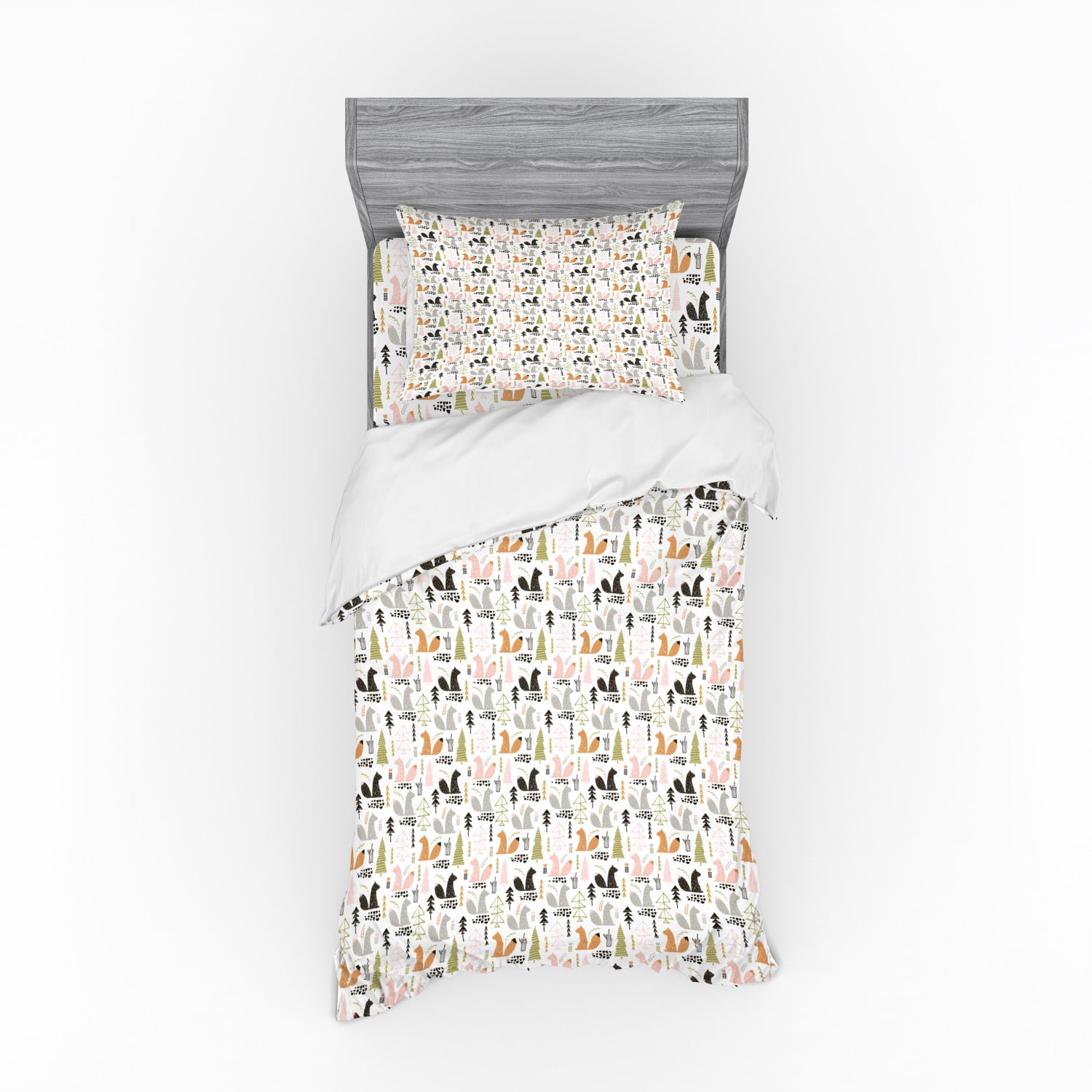 Ambesonne Nature Bedding Set 3 Pcs, Squirrel Trees Woodland, Twin ...