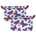 Blue Red Butterflies Pattern Collapsible Storage Bin Open Home Shelf ...