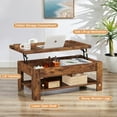 VECELO 39" Wood Lift Top Coffee Table, Rising Center Table with Hidden ...