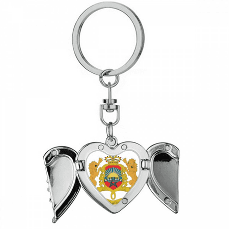 Morocco Africa National Emblem Heart Angel Wing Key Chain Holder ...