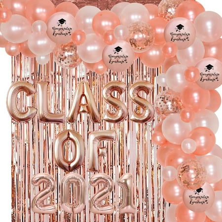 Rose Gold Graduation Decorations 2021 for Girls Balloon Garland Arch ...