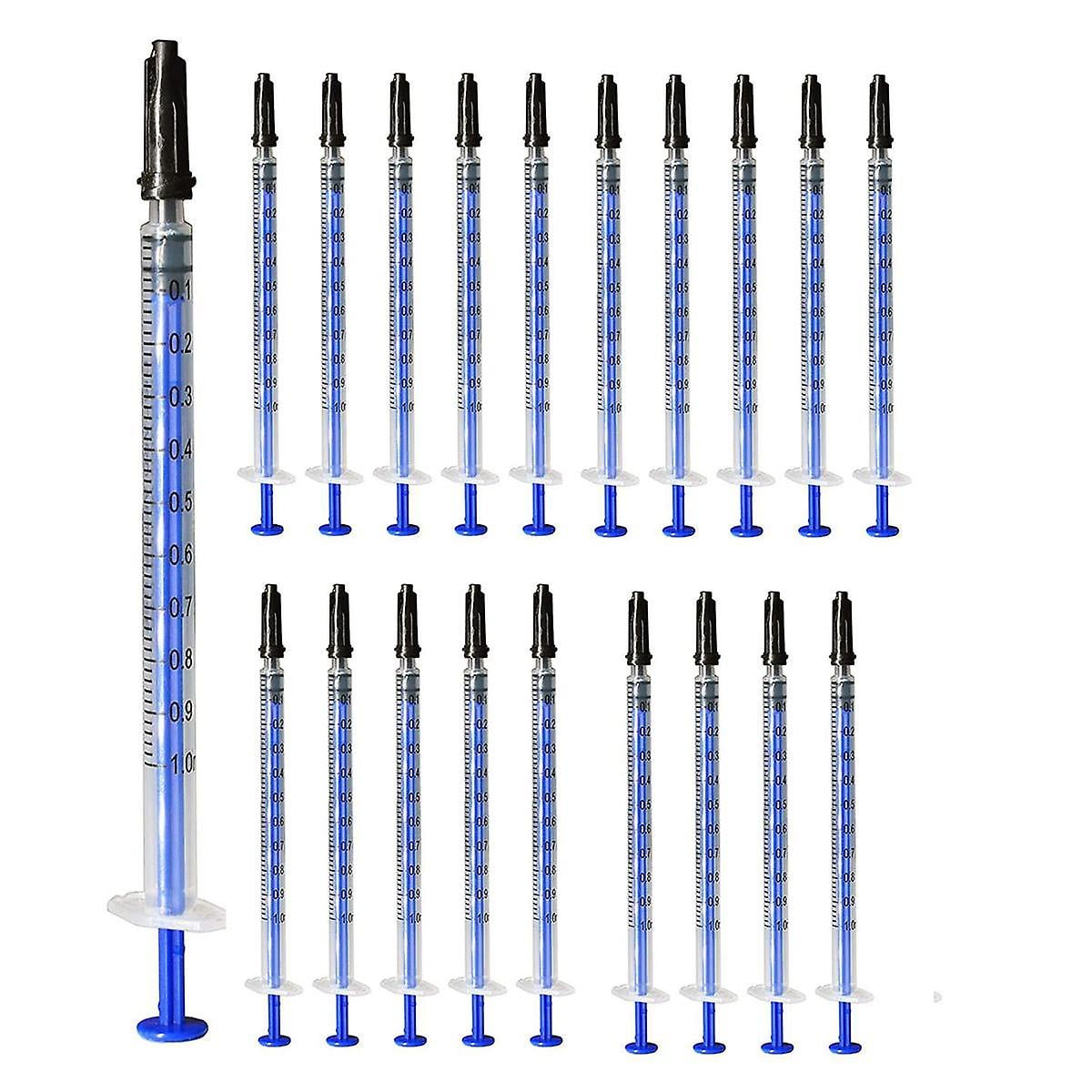 20 jeringas de 1 cc Yuxing Jeringa de plástico de 1 ml sin aguja Azul y ...