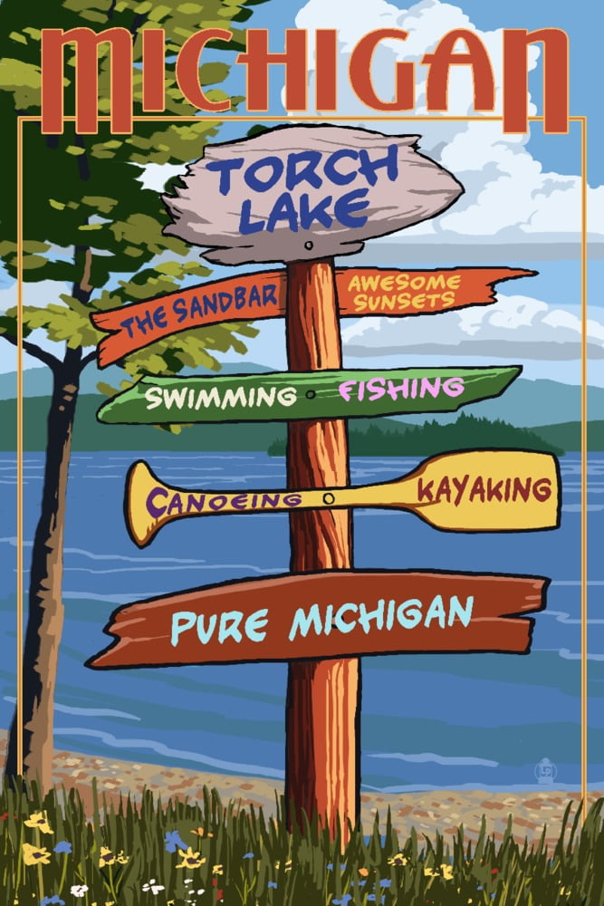 Torch Lake, Michigan, Pure Michigan, Sign Destinations (24x36 Giclee ...