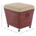Decmode Traditional Wood and Metal Trapezoidal Red Fabric Foot Stool ...