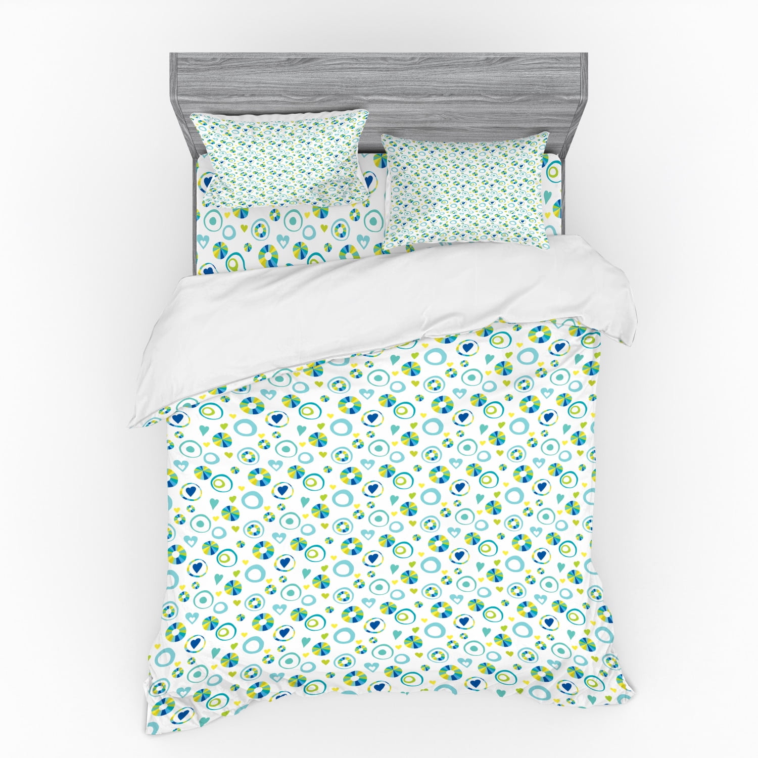 Colorful Duvet Cover Set, Repetitive Colorful Circles Hearts ...