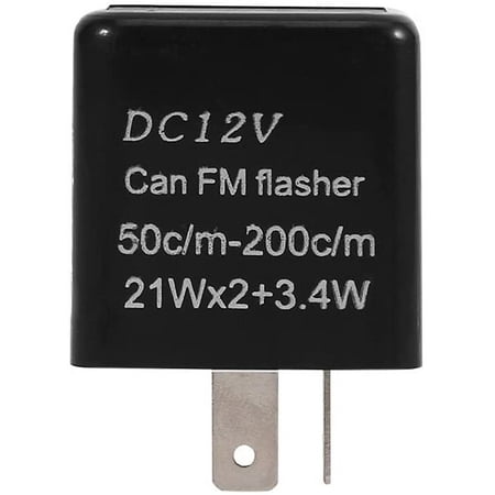 2 Pin Flasher Relay,(Black) 12V Universal Adjustable Electronic Flasher ...