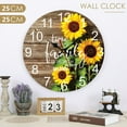 VOCOO 10'' Sunflower Wall Clock, Rustic Wooden Analog Clock, Silent Non ...