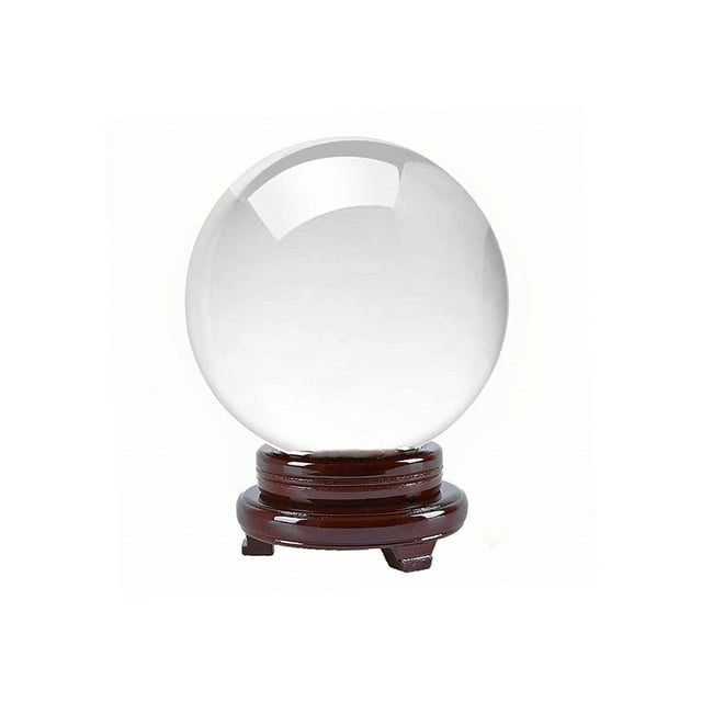 Zoogamo 150MM Clear Crystal Ball with Wood Stand – K9 Glass Crystal ...