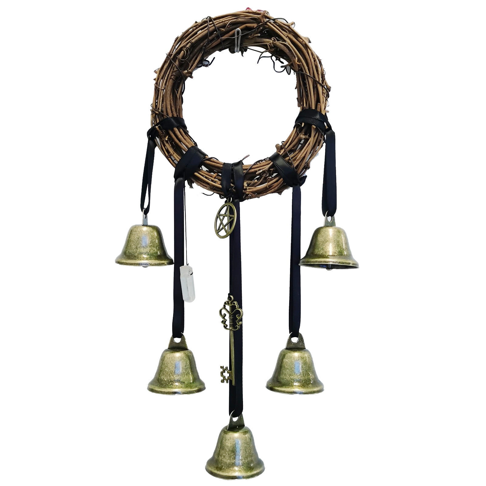 Beautiful rustic witches bell with sliced seashell and handmade bells ...