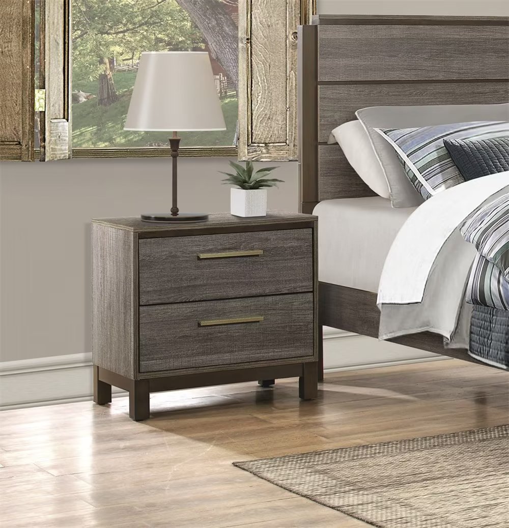 Bedside Table, Traditional Design Nightstand with 3 Drawers, Wood End ...