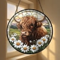 Cow with Daisy Stained Glass Suncatcher Window Art, Country Farm Nature ...