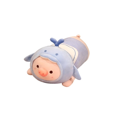 Blue Striped Soft Boar Plush Toy Lying Dolphin Pig Ocean Pig Large Doll ...