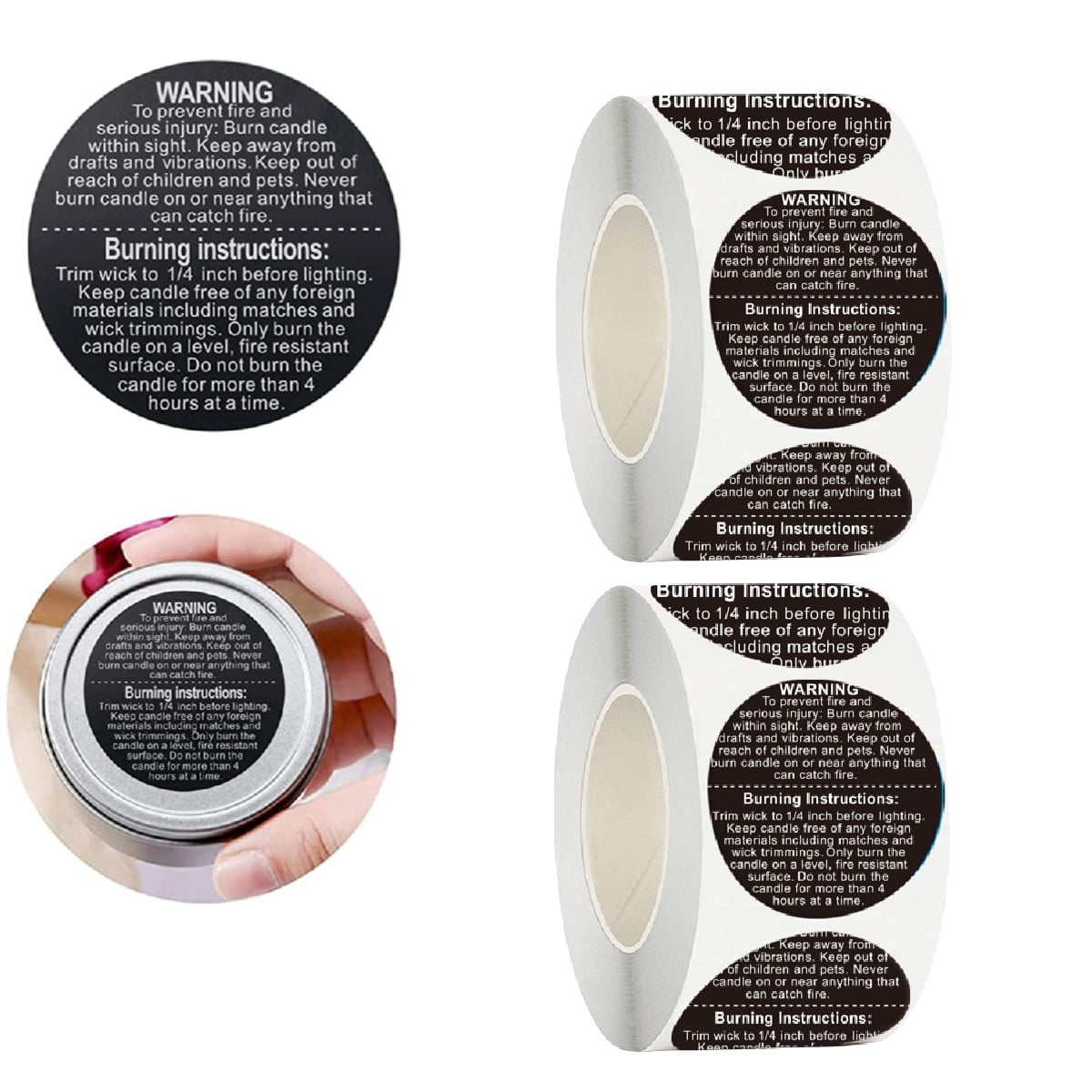TRIANU 1000 Pcs Candle Warning Labels 1.5 inch Candle Safety Sticker ...