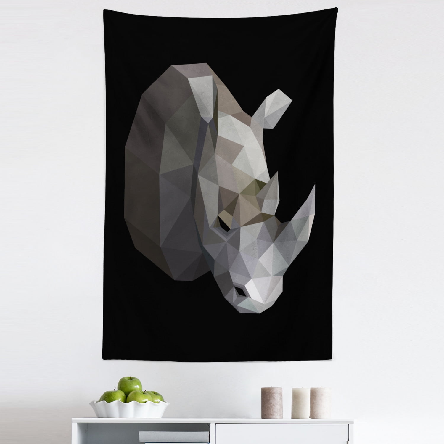 Animal Tapestry, Animal with an Angular Design on Dark Toned Background ...