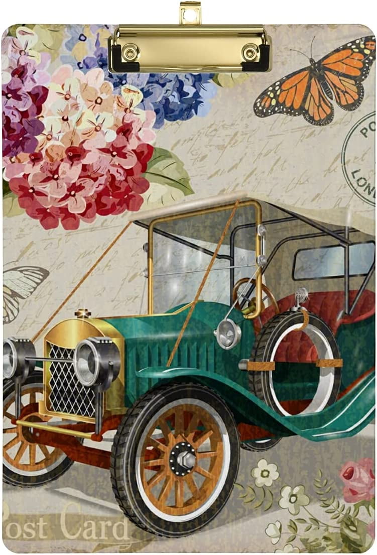 ZHANZZK Retro Car Flower Butterfly Clipboard Hardboard Wood Nursing ...