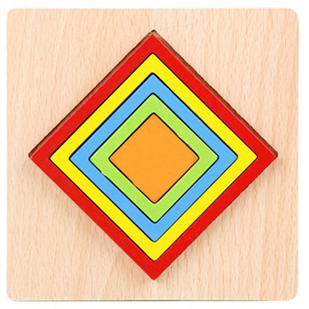 Anvazise Wooden Rainbow Color Geometry Jigsaw Puzzle Board Shape ...