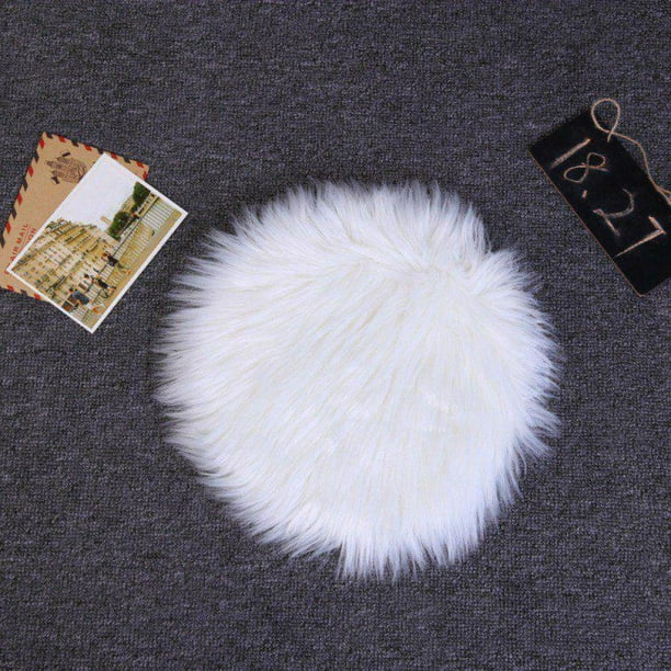 12 Inches Mini Round Faux Fur Sheepskin Rugs, Fluffy Living Room Carpet ...