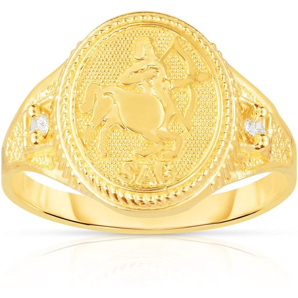 Floreo 10k Yellow Gold Astrology Horoscope Zodiac Sign Ring, Sizes 5-10 ...