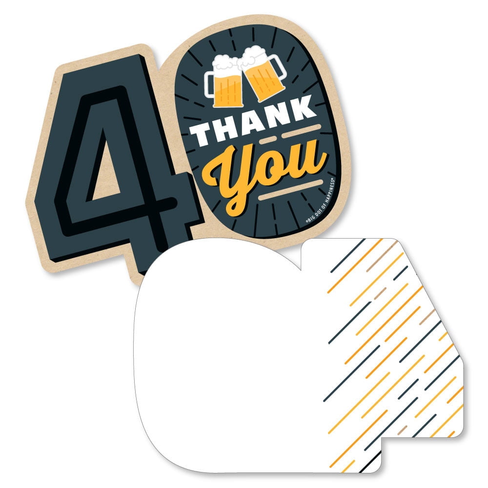 Big Dot of Happiness Cheers and Beers to 40 Years - Shaped Thank You ...