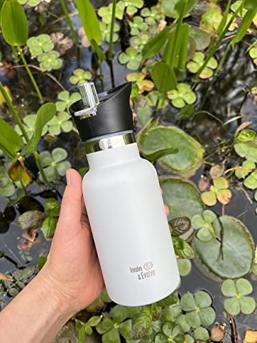 Involve & Evolve Insulated Water Bottle with 3 Lids (Straw Lid) Kids Reusable Double Walled ...