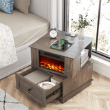 REDAYFUR Rotating End Table with 13" Electric Fireplace Screens, Side ...