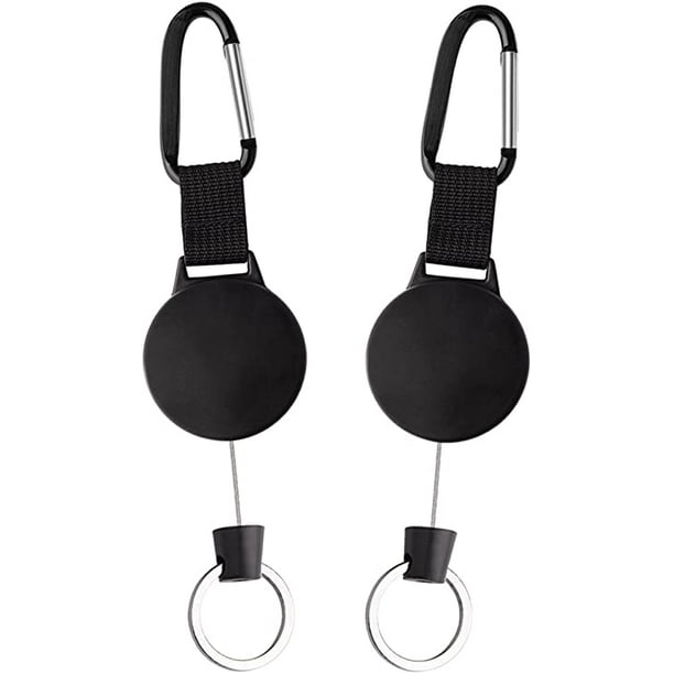 2 Pieces Heavy Duty Retractable Key Chain Reel with 39 inch Steel Wire ...
