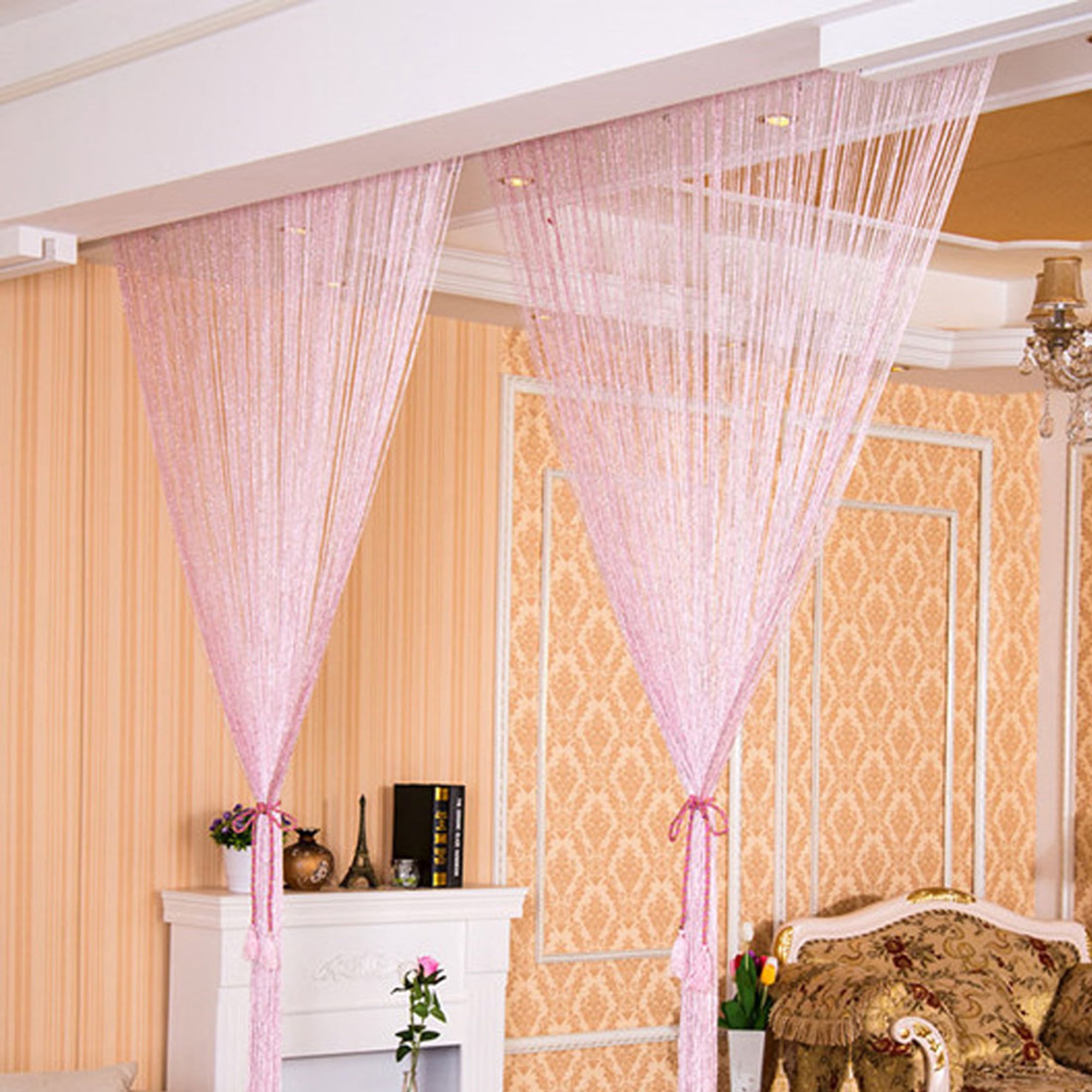Decorative Door String Curtain Rare Flat Silver Ribbon Thread Fringe ...