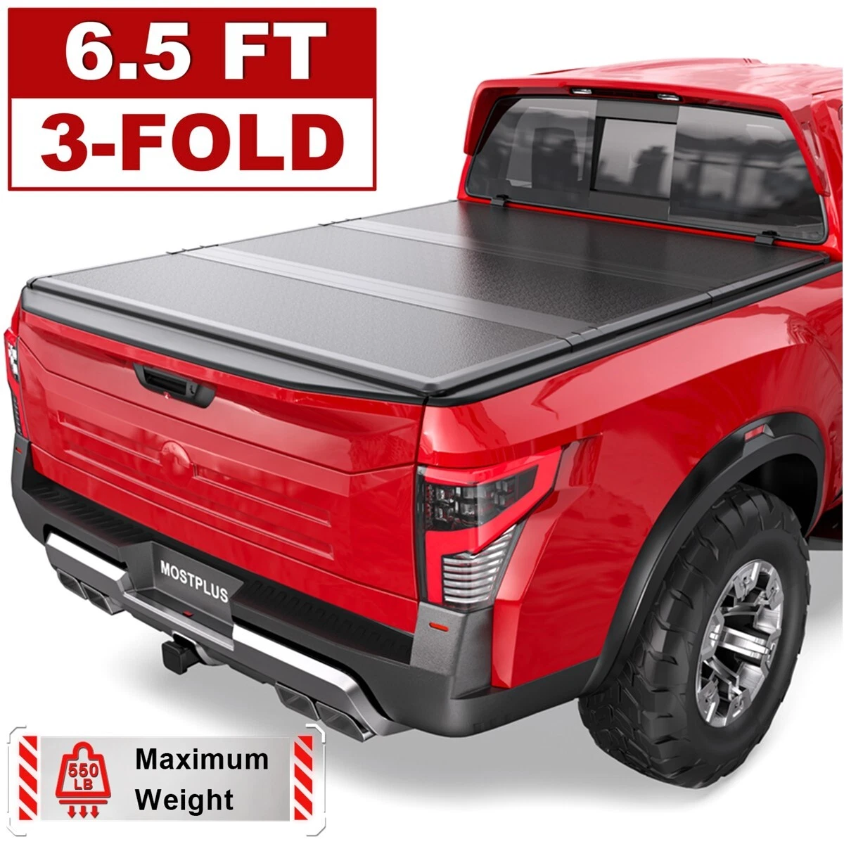 Open Box 6.5FT Tri-Fold Fiberglass Hard Bed Tonneau Cover for 2016-2024 ...