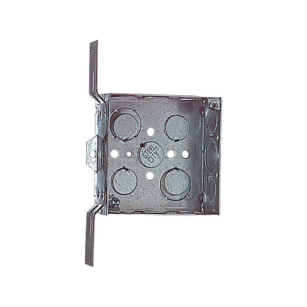 Steel City 4 in. Square Steel Outlet Box Silver - Walmart.com - Walmart.com