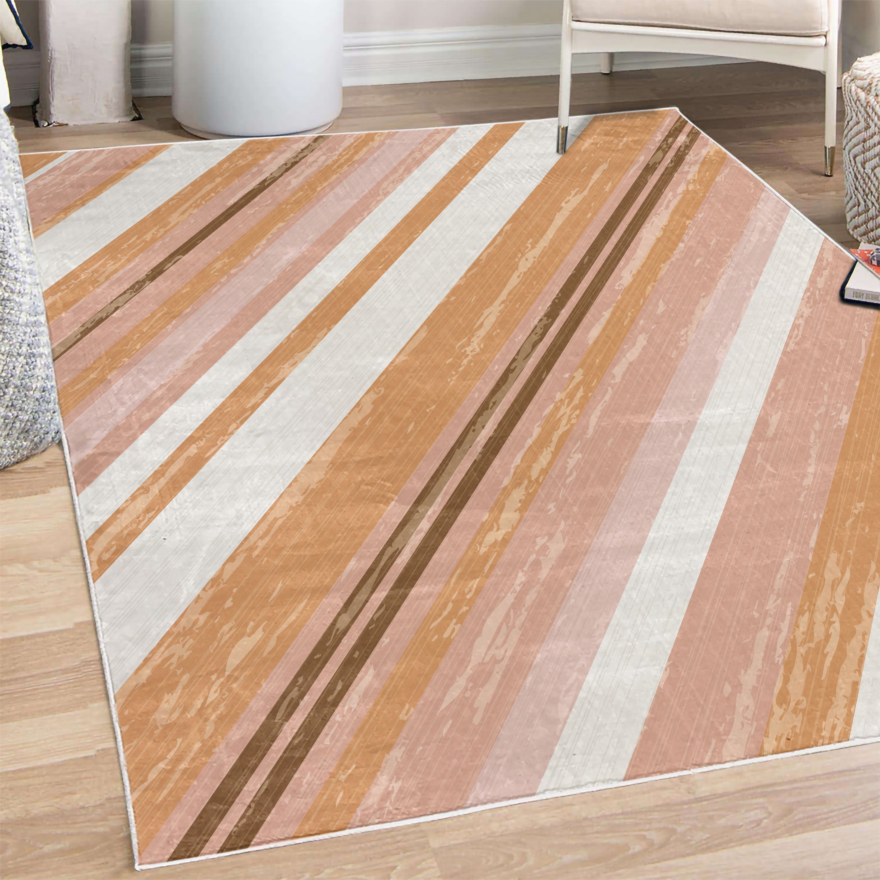 Vintage Decorative Rug, Diagonal Stripes on Old Aged Design Grungy ...