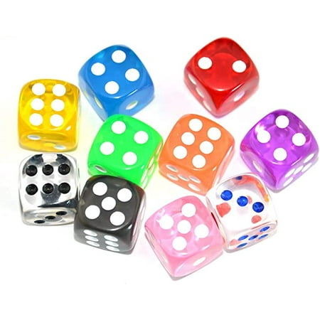 HEIBIN 10-Pack D6 Six Sided 16mm Transparent Dice Die for DND, MTG, RPG ...
