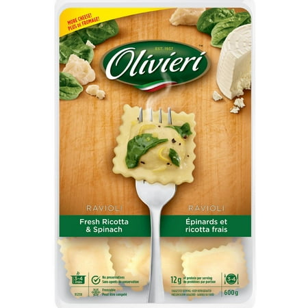 Olivieri Fresh Ricotta Spinach Ravioli Pasta, Fresh Pasta, 600 g ...