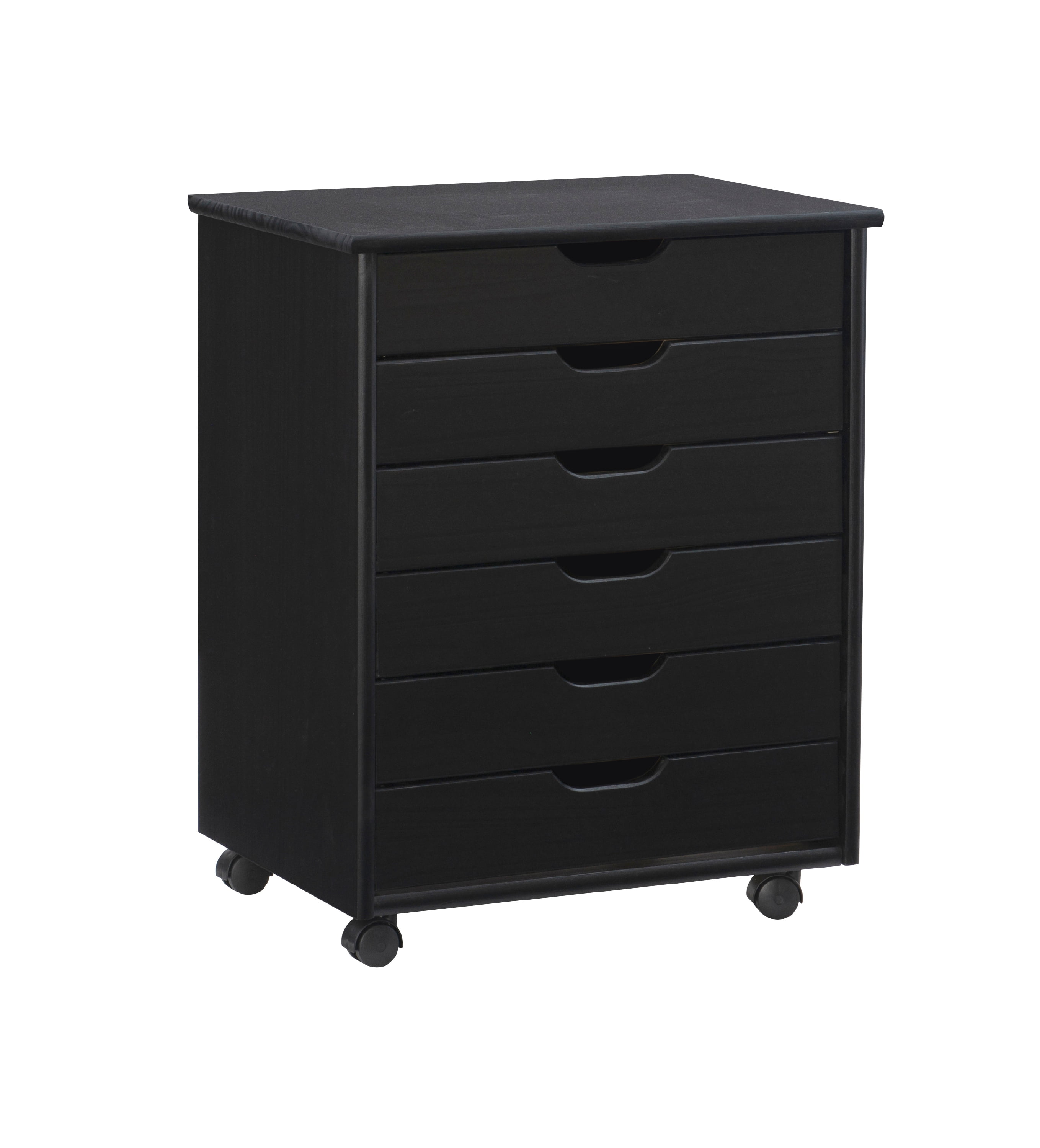 Linon Cary 6-Drawer Wide Rolling Storage Cart, Black - Walmart.com
