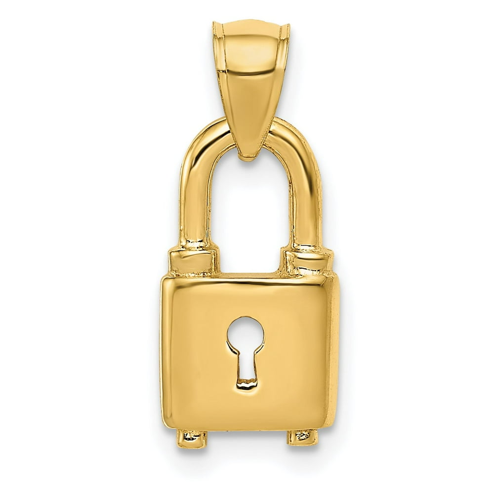 Bijou - 14K Yellow Gold Lock with Key Hole Charm Pendant - Walmart.com ...