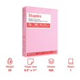 Staples Pastel Colored Copy Paper 8 1/2" x 11" Pink 500/Ream (14779 ...