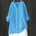 ANINEO Ladies Daily Blouses Loose Buttons Down Tops Casual Long Sleeve ...