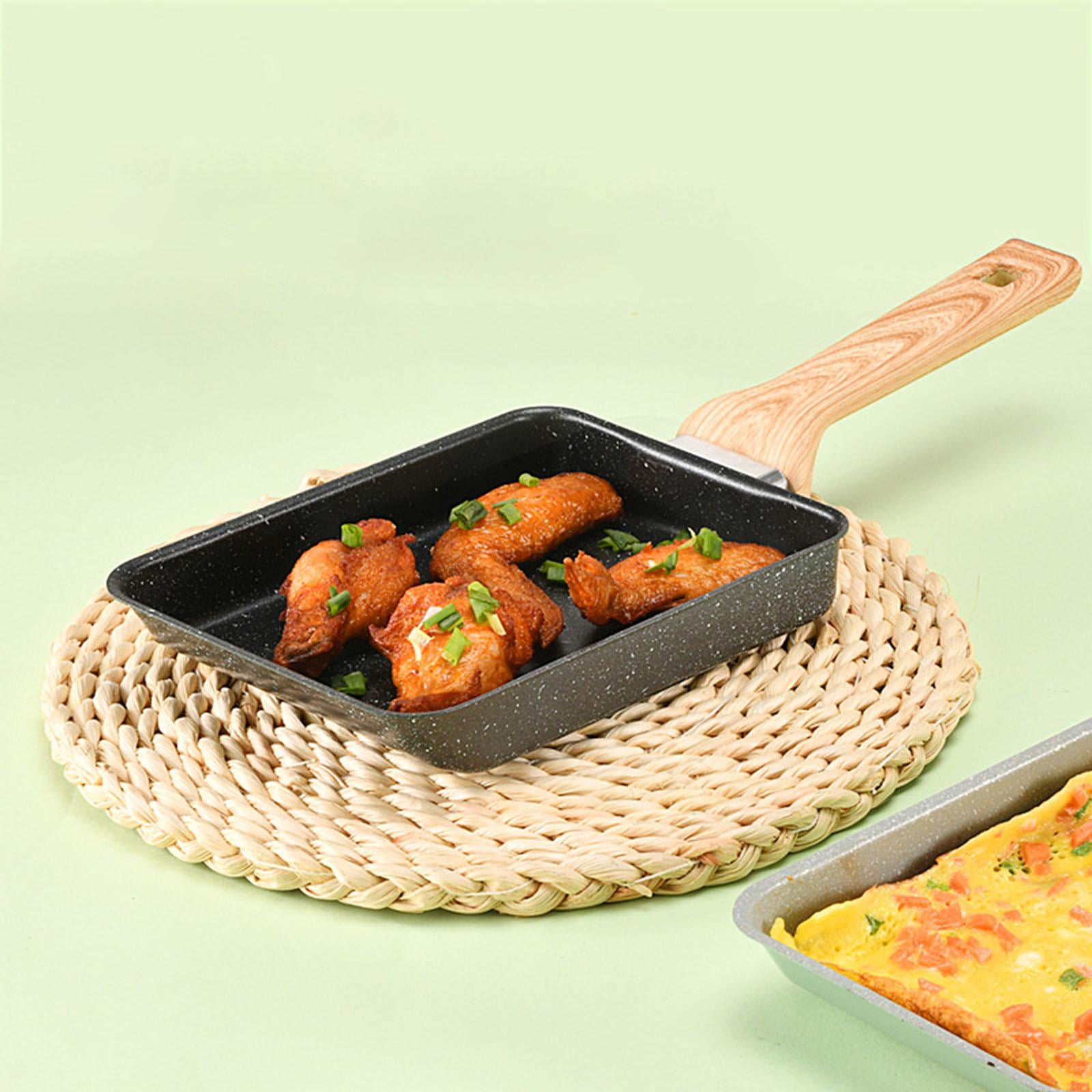Omelet Pan Scratch Bottom Oak Handle Healthy and Smokeless Pan Kitchen ...