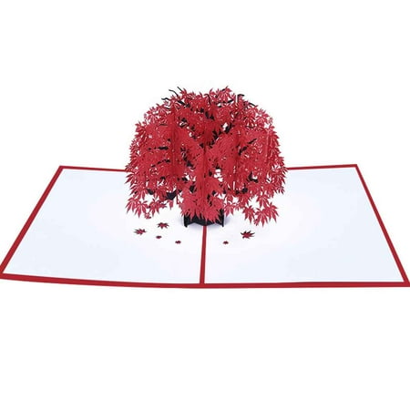 Handmade 3D Greeting Card Red 3D maple tree greeting card Maple Tree ...