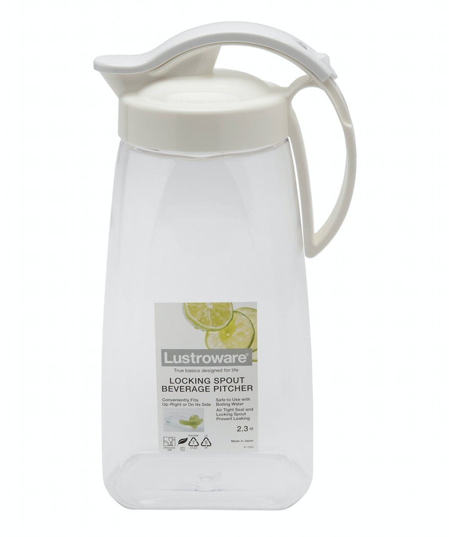 Lustroware Locking Spout Quick Pour Pitcher 2.3qt, White K1264AW - Walmart.com