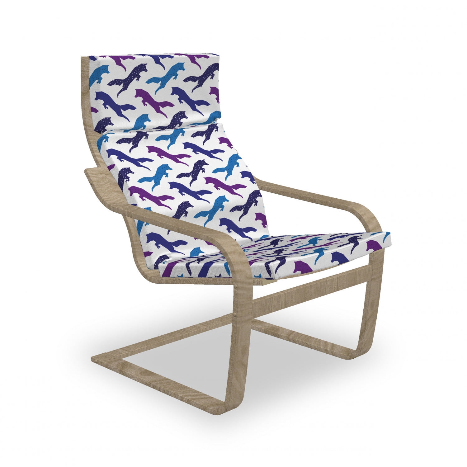 Fox Armchair Pad and Slipcover, Repeating Silhouettes of Wild Forest ...