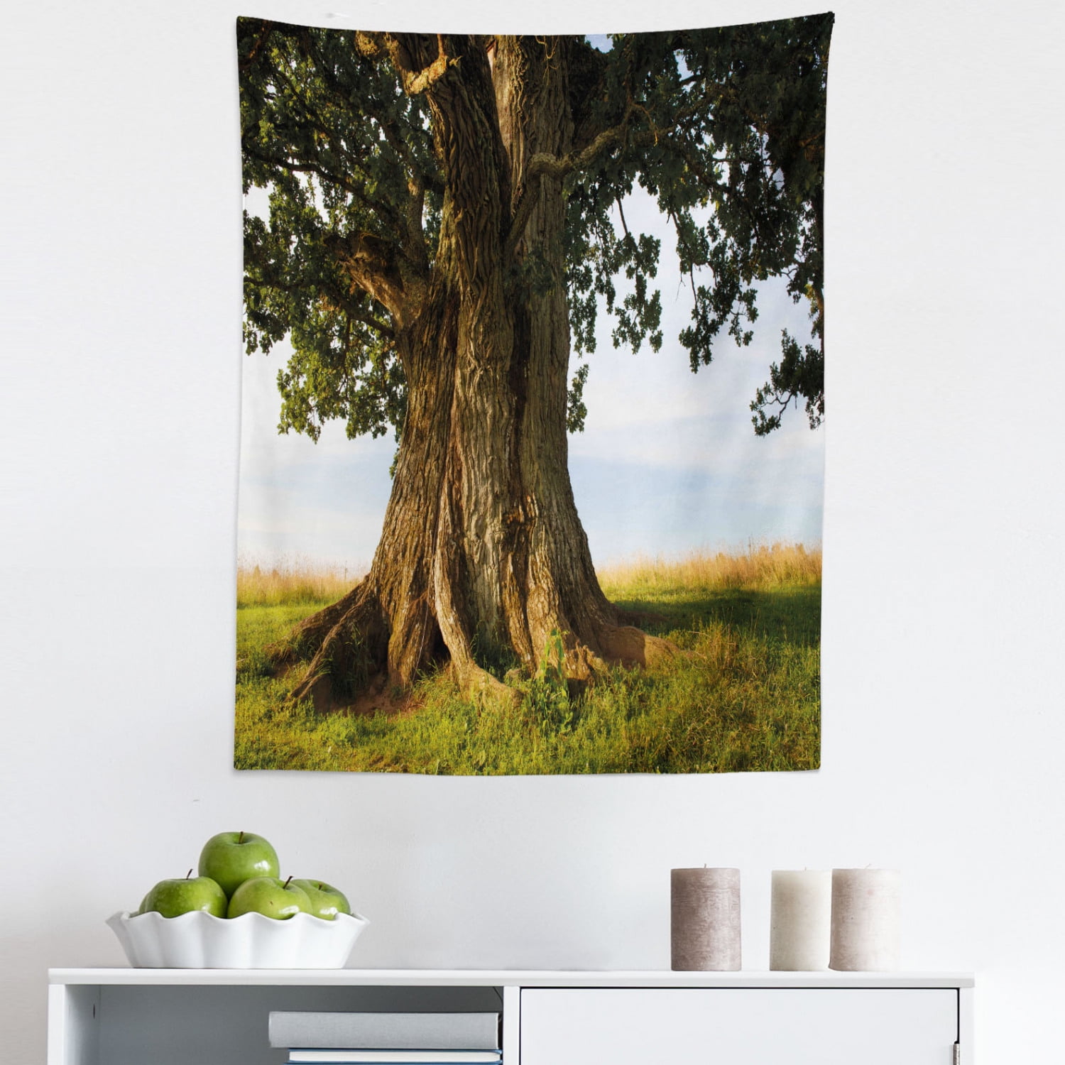 Tree Tapestry, Majestic Oak Tree on Grass Estonia Northern Europe Rural ...