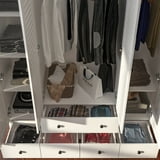 Hitow Large Armoire Wardrobe with Shutter Door, 5 Drawers, Hanging Rod ...