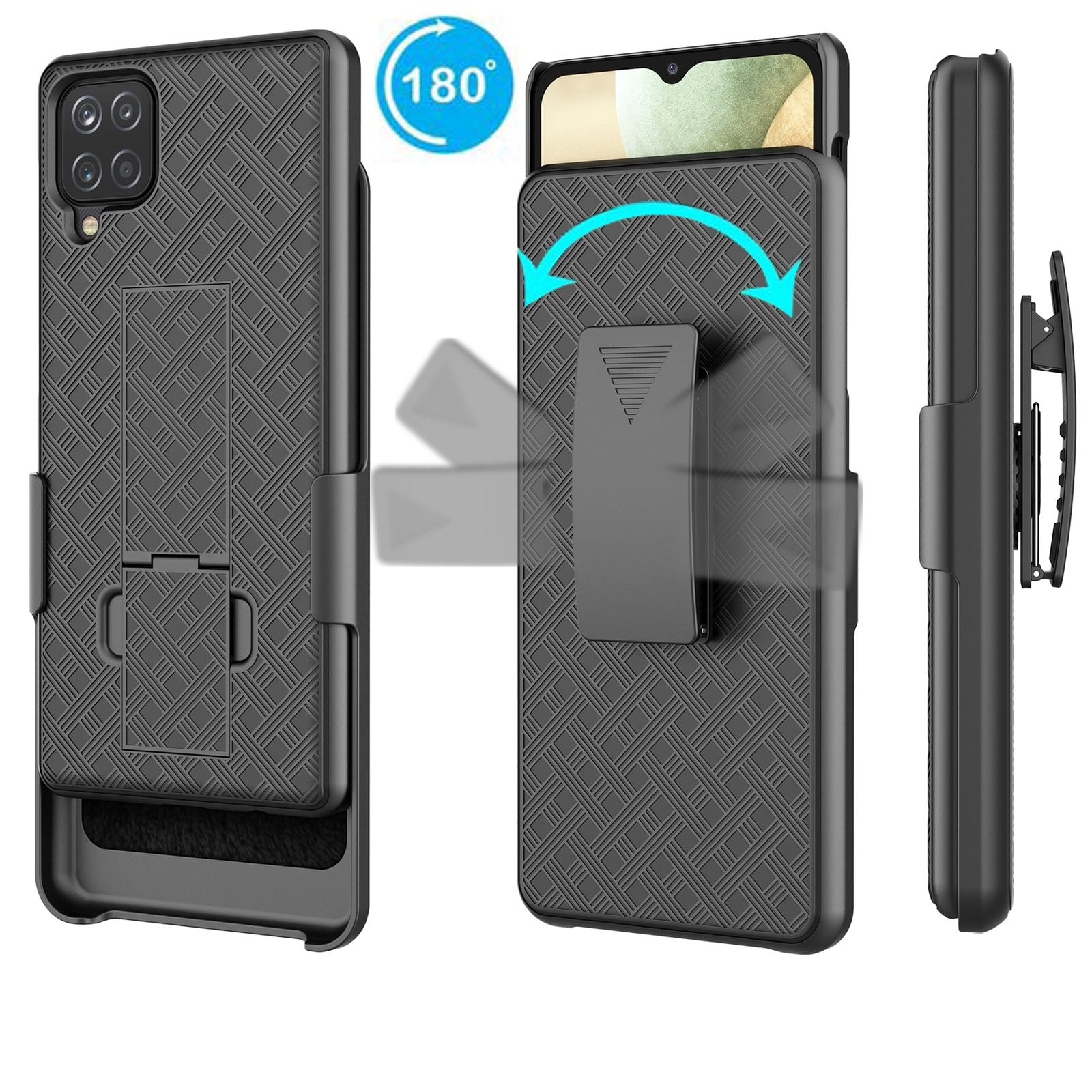 Njjex Combo Case & Holster for Samsung Galaxy A12 / A13 / A23 / A53 / A72 5G; Super Slim Shell ...